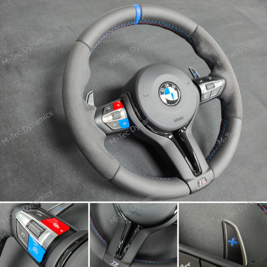 BMW F-SERIES NAPPA LEATHER TRI-STITCH / ALCANTARA / BLUE RING STEERING – M-Tec Dynamics