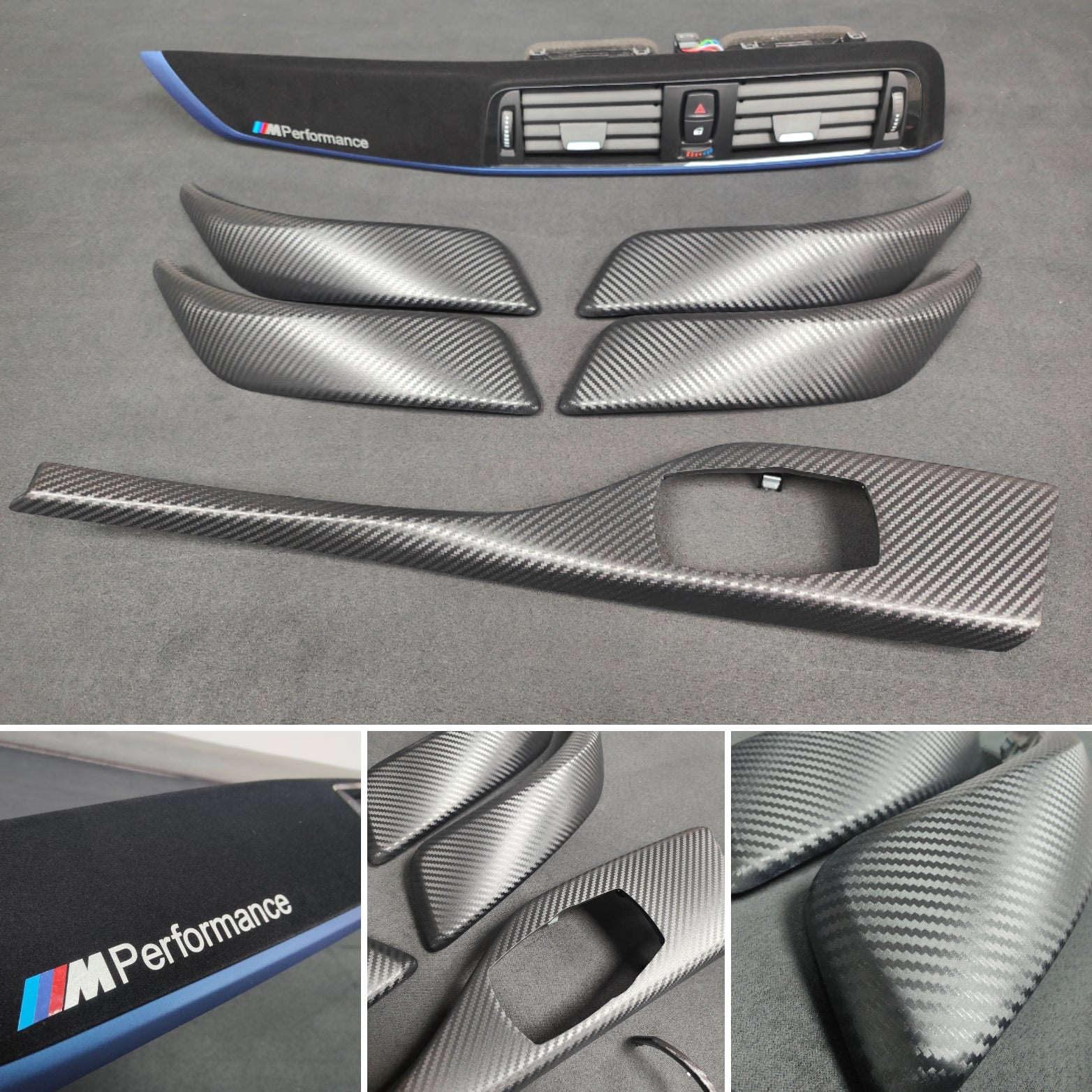 BMW F20 LCI-2 CUSTOM INTERIOR TRIM SET - 3D MATT BLACK CARBON / BLUE A ...