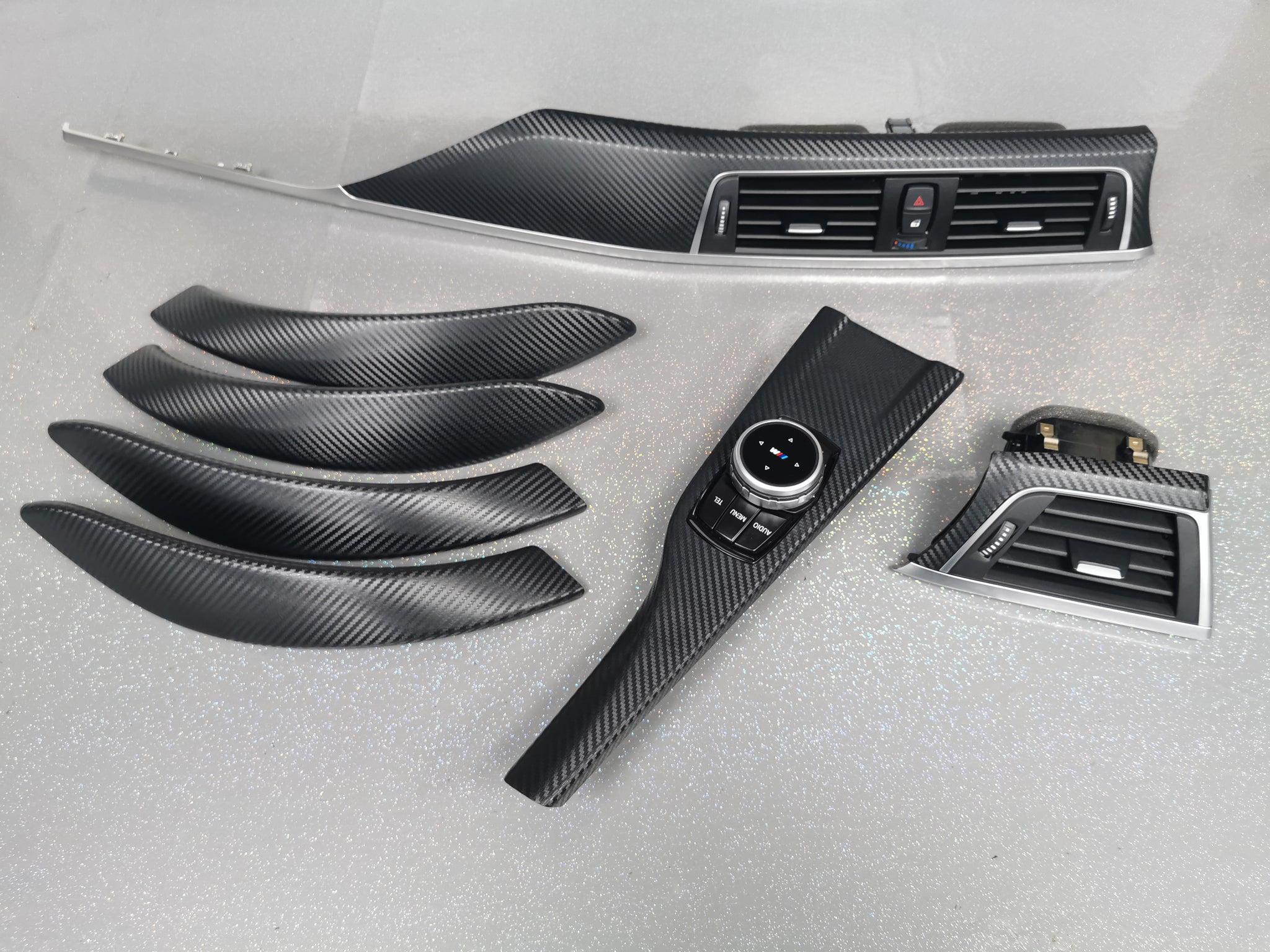 BMW F30 F31 F36 F80 M3 INTERIOR TRIM SET - 3D CARBON / SILVER ACCENT ...