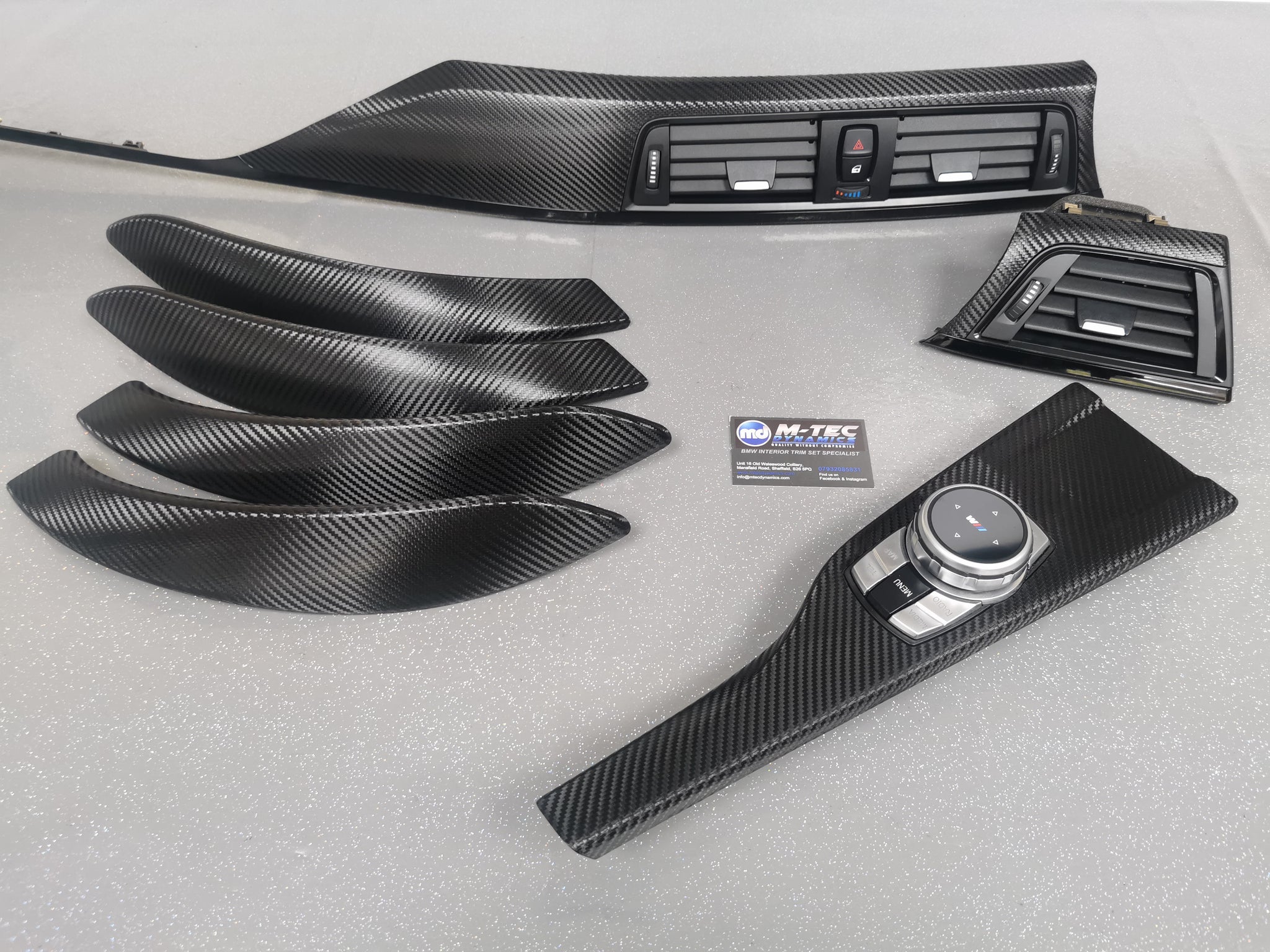 BMW F30 F80 M3 3-SERIES INTERIOR TRIM SET - DEEP TEXTURED GLOSSY CARBO ...