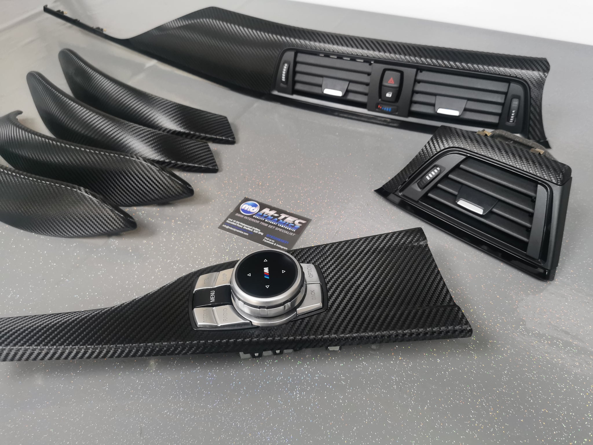 BMW F30 F80 M3 3-SERIES INTERIOR TRIM SET - DEEP TEXTURED GLOSSY CARBO ...