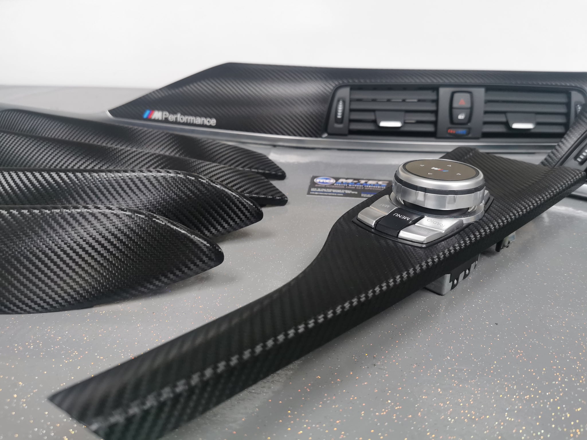 BMW F30 F80 M3 3-SERIES INTERIOR TRIM SET - DEEP TEXTURED GLOSSY CARBO ...